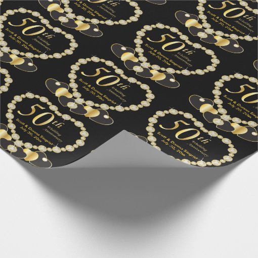 *50th Golden Wedding Anniversary | DIY Name & Date Wrapping Paper | Zazzle