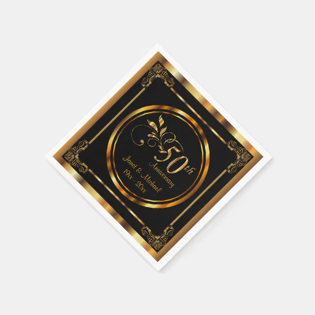 50th Golden Wedding Anniversary | DIY Text Paper Napkins | Zazzle