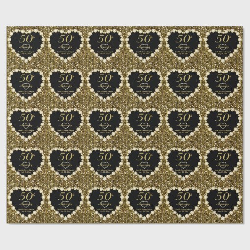 50th Golden Wedding Anniversary | DIY Text Wrapping Paper | Zazzle