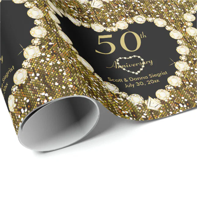 50th Golden Wedding Anniversary | DIY Text Wrapping Paper | Zazzle