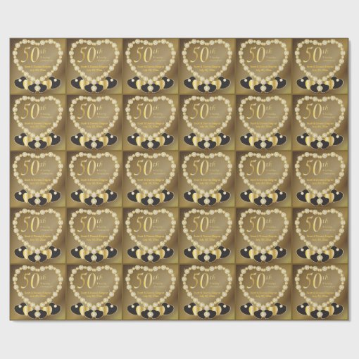 50th Golden Wedding Anniversary | DIY Text Wrapping Paper | Zazzle