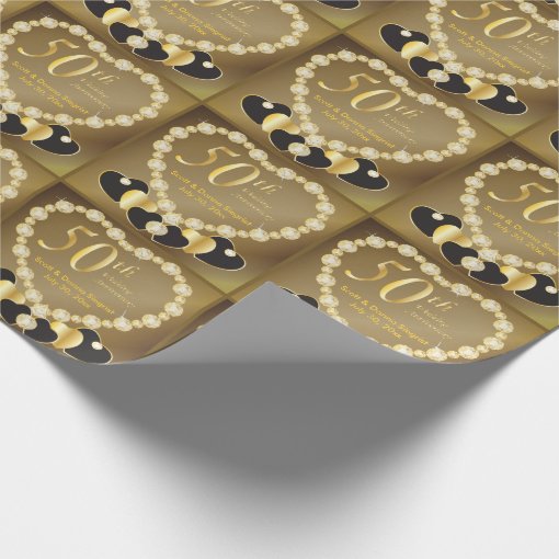 50th Golden Wedding Anniversary | DIY Text Wrapping Paper | Zazzle