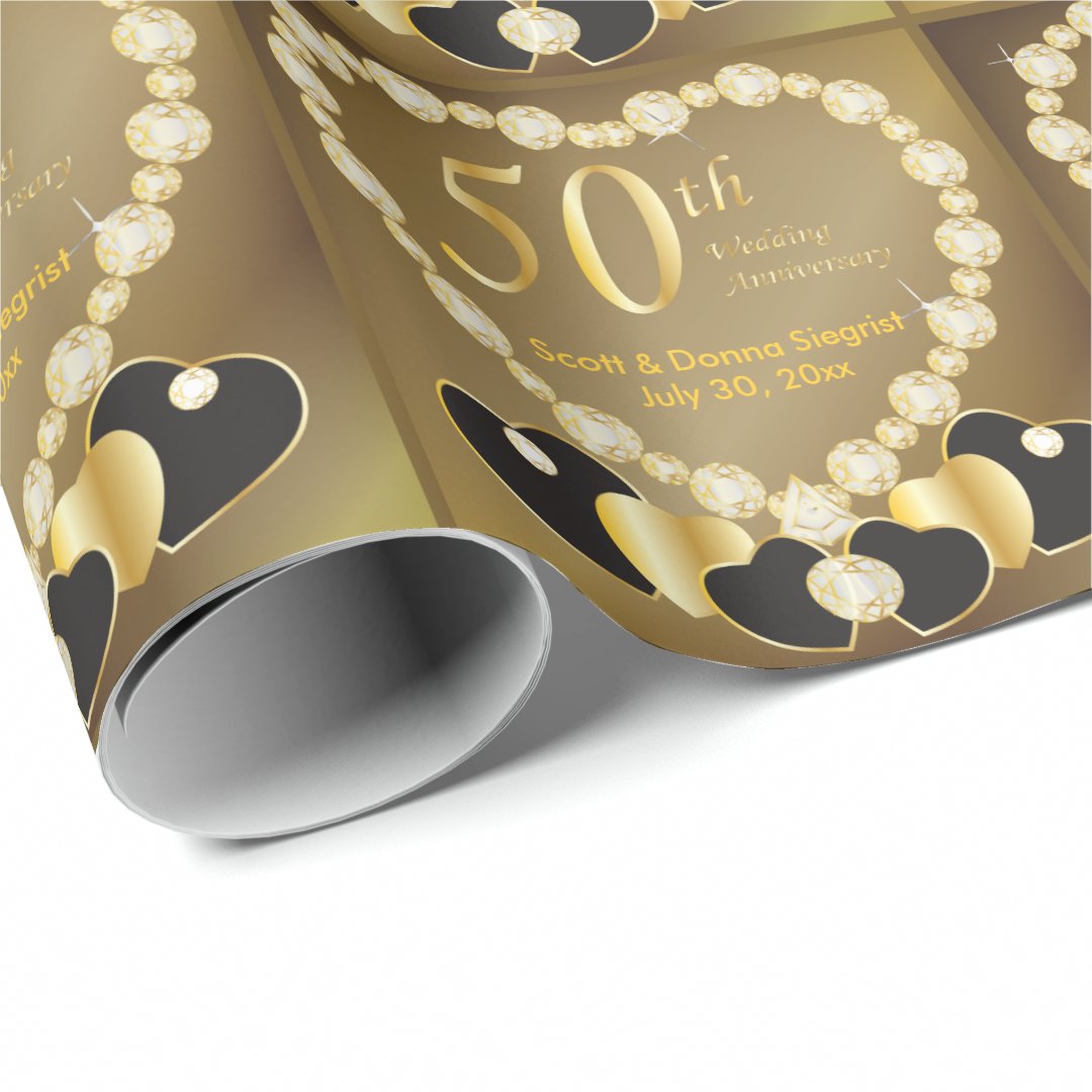 50th Golden Wedding Anniversary | DIY Text Wrapping Paper | Zazzle