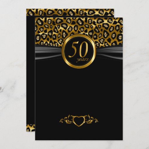 50th Golden Wedding Anniversary | Leopard Invitation | Zazzle