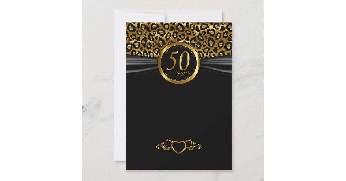 50th Golden Wedding Anniversary | Leopard Invitation | Zazzle