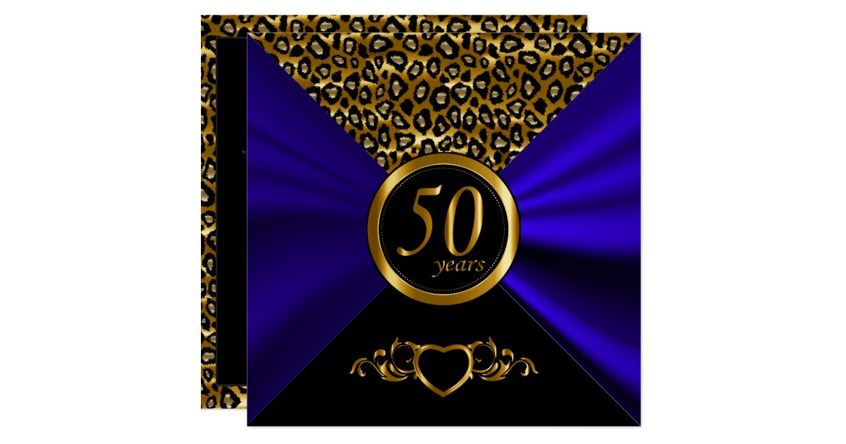50th Golden Wedding Anniversary | Leopard Pattern Invitation | Zazzle.com