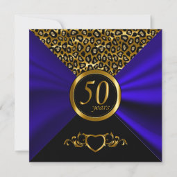 50th Golden Wedding Anniversary | Leopard Pattern Invitation | Zazzle
