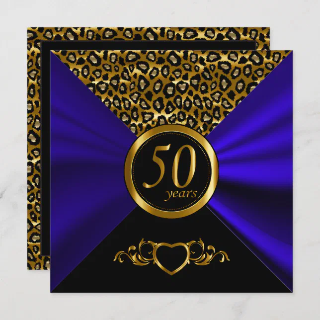 50th Golden Wedding Anniversary | Leopard Pattern Invitation | Zazzle