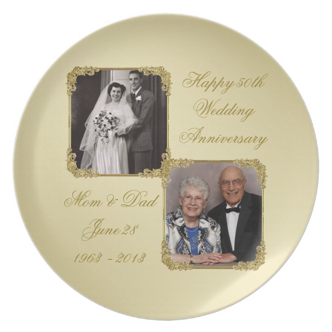 50th Golden Wedding Anniversary Melamine Plate | Zazzle