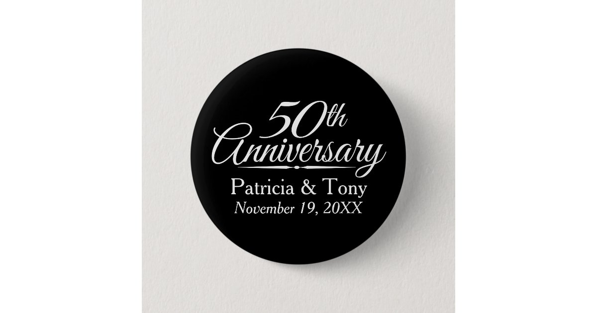 50th Golden Wedding Anniversary Personalized Button | Zazzle