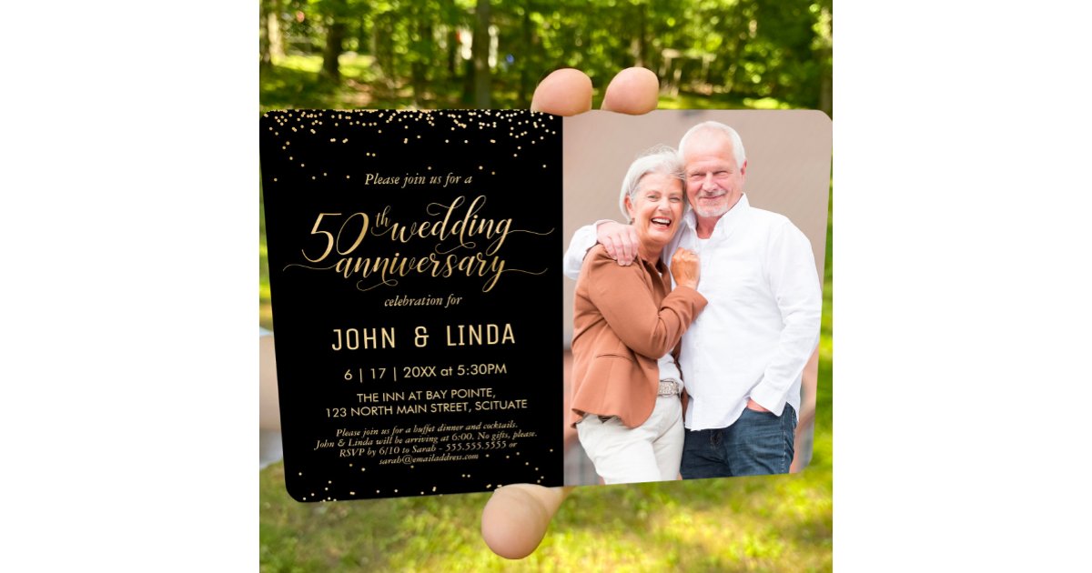50th Golden Wedding Anniversary Photo Party Invite | Zazzle
