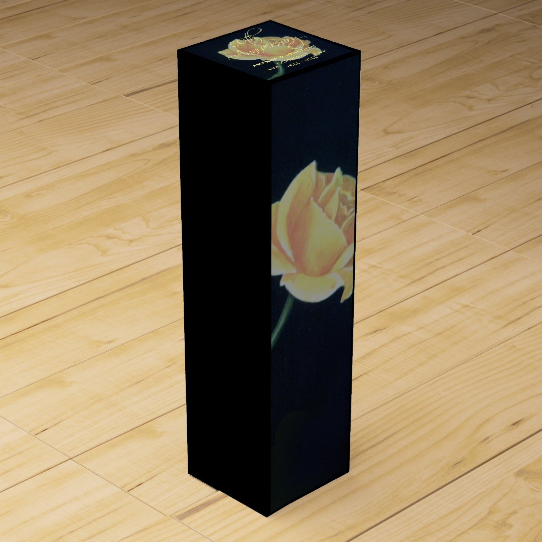 50th Golden Wedding Anniversary Rose Wine Box | Zazzle
