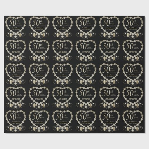 50th Golden Wedding Anniversary Wrapping Paper | Zazzle