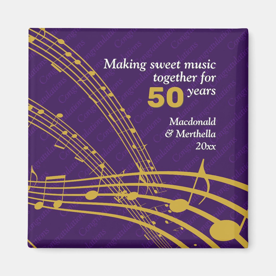 50th GOLDEN Wedding | MUSIC NOTES Magnet | Zazzle