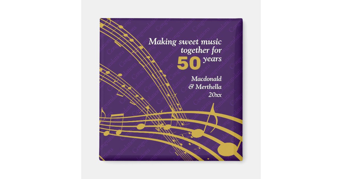 50th GOLDEN Wedding | MUSIC NOTES Magnet | Zazzle