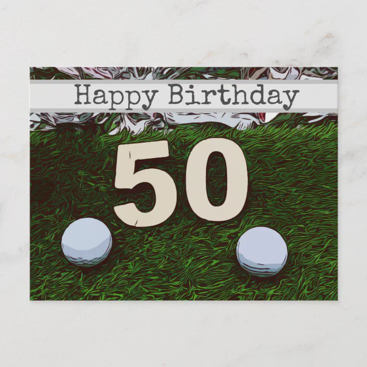 50th Golf birthday card with golf ball | Zazzle