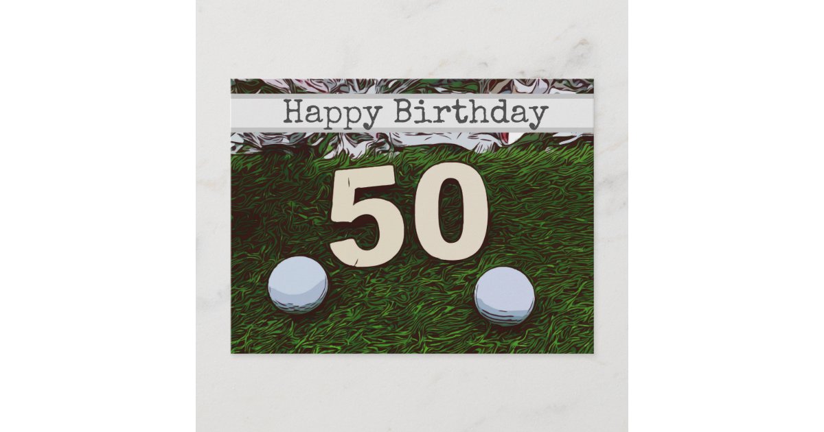50th Golf birthday card with golf ball | Zazzle