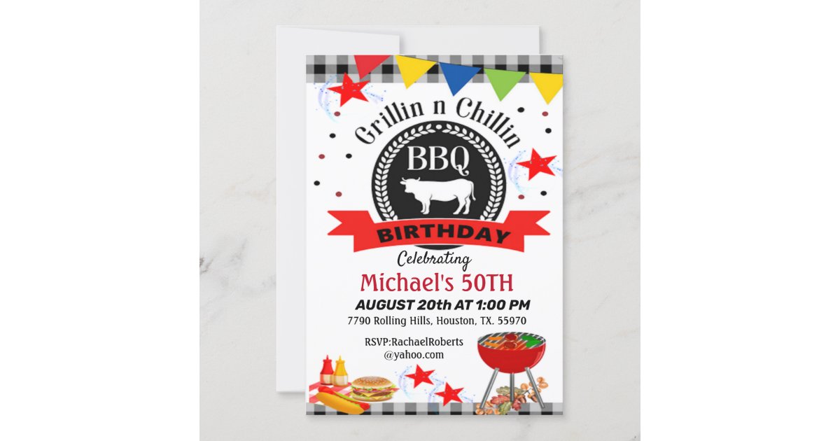 50th Grillin And Chillin Birthday Invitation | Zazzle