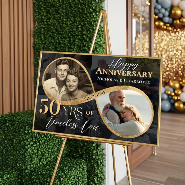 50th Happy Anniversary Then & Now Gold Infinity Poster | Zazzle
