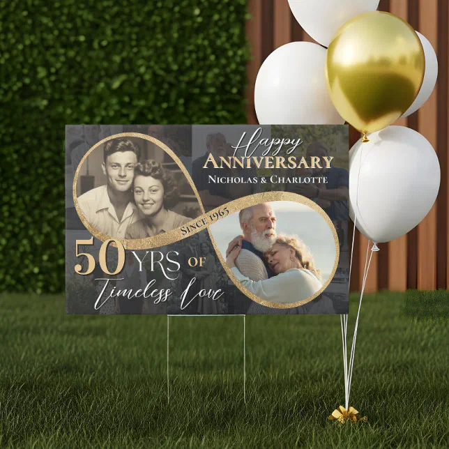 50th Happy Anniversary Then & Now Gold Infinity Sign | Zazzle