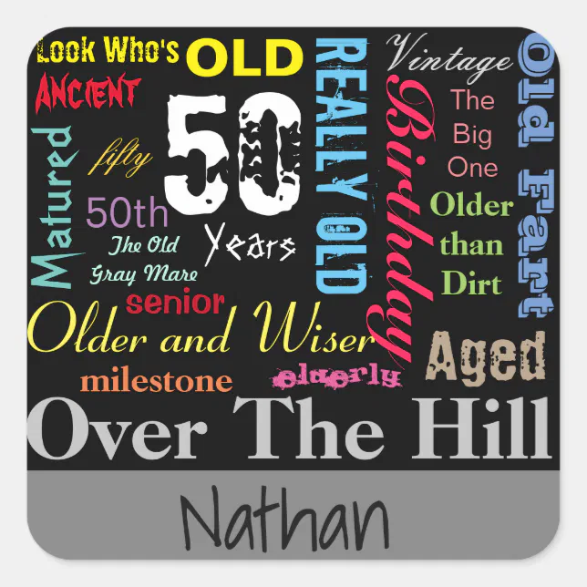 50th Happy Birthday | Milestone Square Sticker | Zazzle