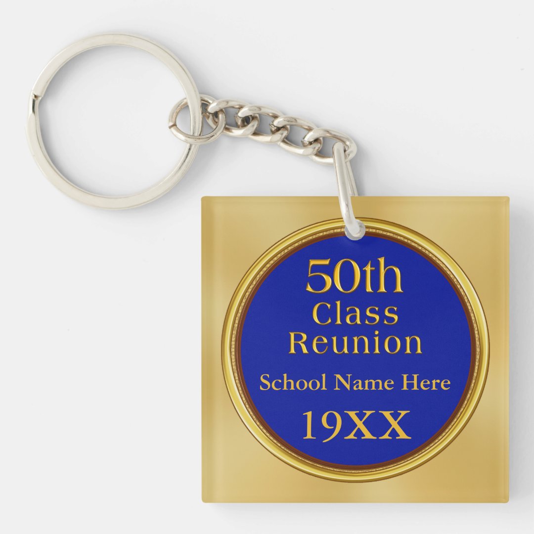 50th High School Class Reunion, Your Text, Colors Keychain | Zazzle