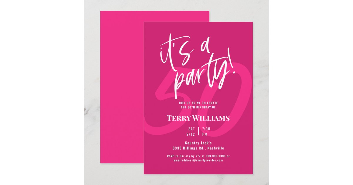 50th Hot Pink Birthday Party Invitation | Zazzle