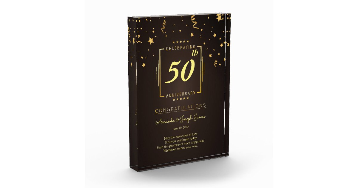50th Luxury Wedding Anniversary Acrylic Award | Zazzle