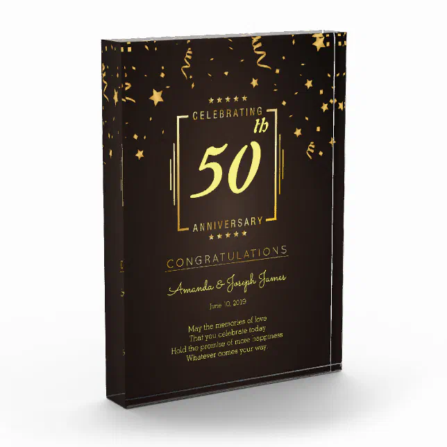 50th Luxury Wedding Anniversary Acrylic Award | Zazzle