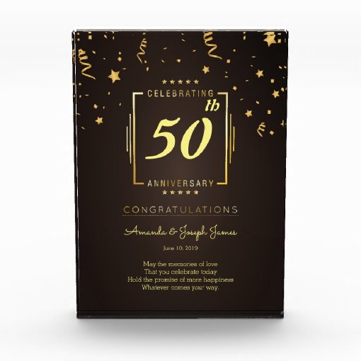 50th Luxury Wedding Anniversary Acrylic Award | Zazzle