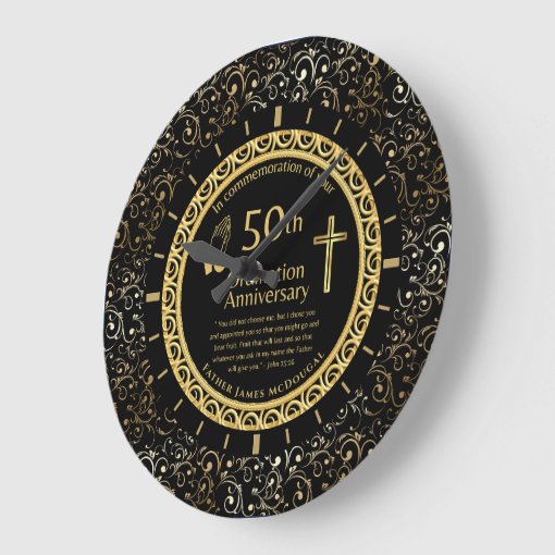 50TH Ordination Anniversary Priest PERSONALIZED Large Clock | Zazzle