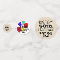 50th Over the Hill Birthday Balloons Confetti | Zazzle