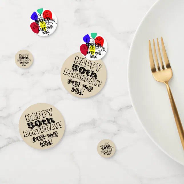 50th Over the Hill Birthday Balloons Confetti | Zazzle