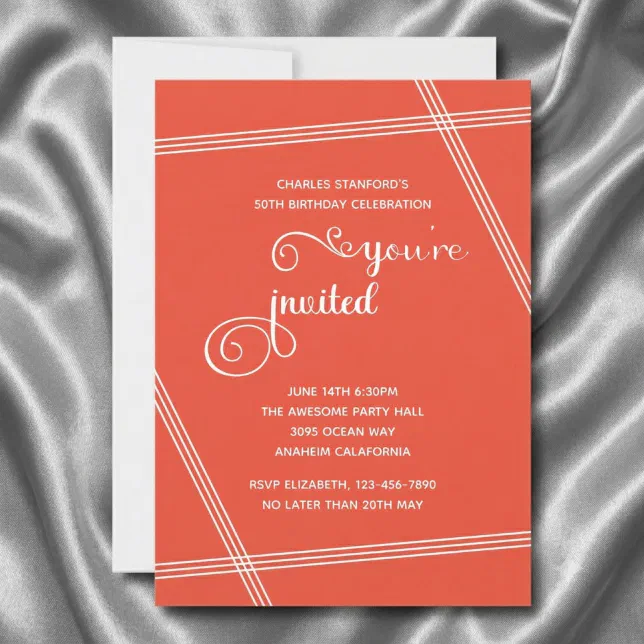 50th Simple Modern Elegant Birthday Party Invites | Zazzle