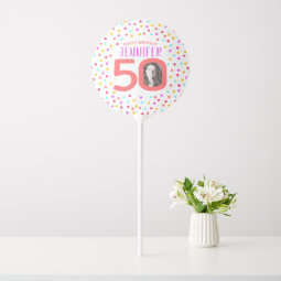 50th two custom photos colorful confetti birthday balloon | Zazzle