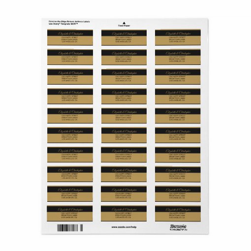 50th Wedding Anniversary Black Gold Address Label | Zazzle