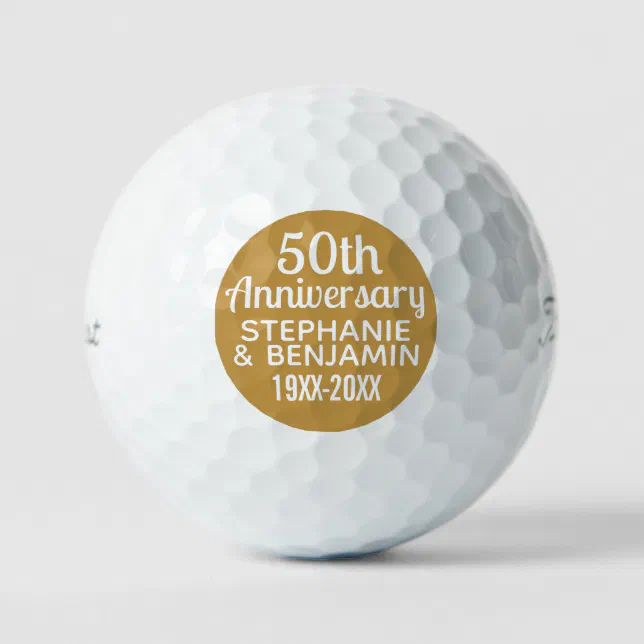 50th Wedding Anniversary - Can Edit Gold Golf Balls | Zazzle