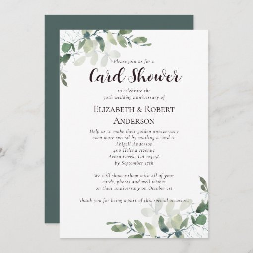 50th Wedding Anniversary Card Shower Invitation | Zazzle