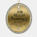 50th Wedding Anniversary Diamonds And Gold Ceramic Ornament | Zazzle