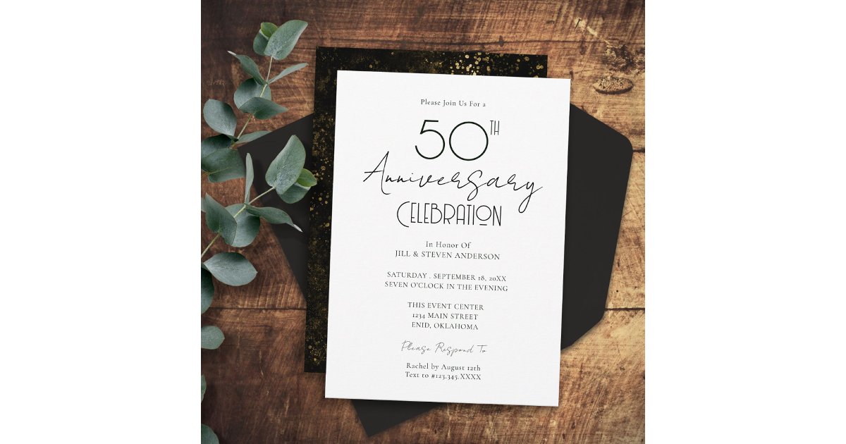 50th Wedding Anniversary Elegant Script Invitation | Zazzle
