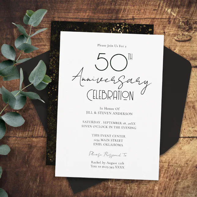 50th Wedding Anniversary Elegant Script Invitation | Zazzle
