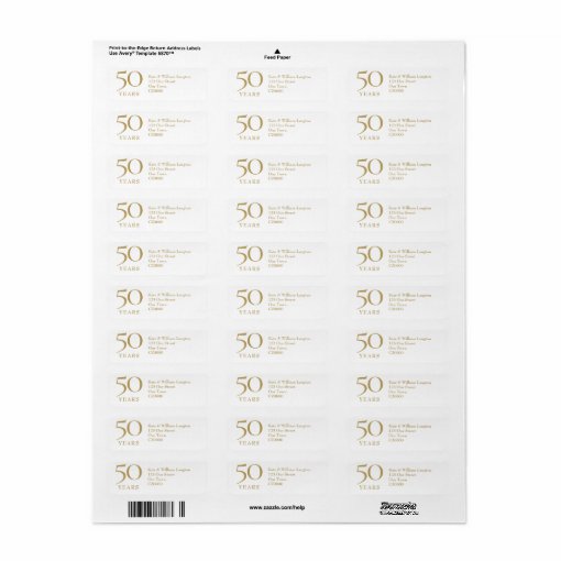 50th Wedding Anniversary Gold Address Label | Zazzle