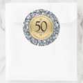 50th wedding anniversary gold & diamonds classic round sticker | Zazzle