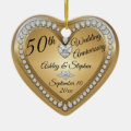 50th Wedding Anniversary Gold Diamonds Keepsake Ceramic Ornament | Zazzle