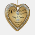50th Wedding Anniversary Gold Diamonds Keepsake Ceramic Ornament | Zazzle