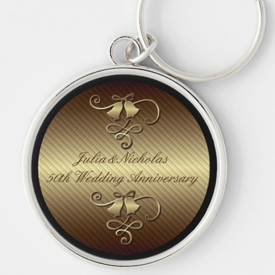 50th Wedding Anniversary Gold Key Chain | Zazzle.com