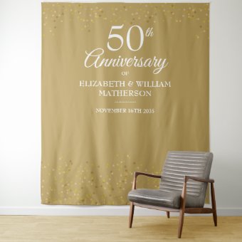 50th Wedding Anniversary Gold Photo Backdrop | Zazzle