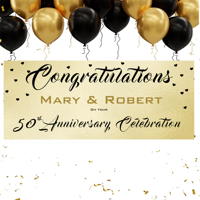 50th Wedding Anniversary Gold Reception Banner | Zazzle