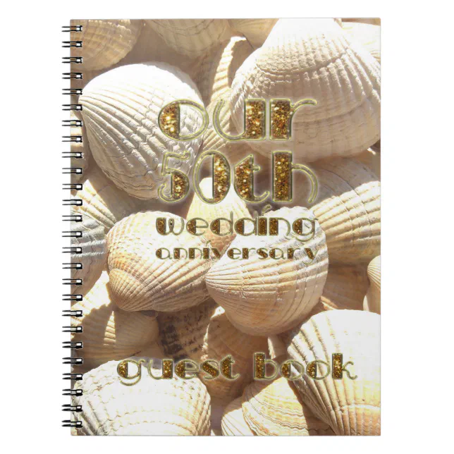 50th Wedding Anniversary Guest Book Summer Shells | Zazzle