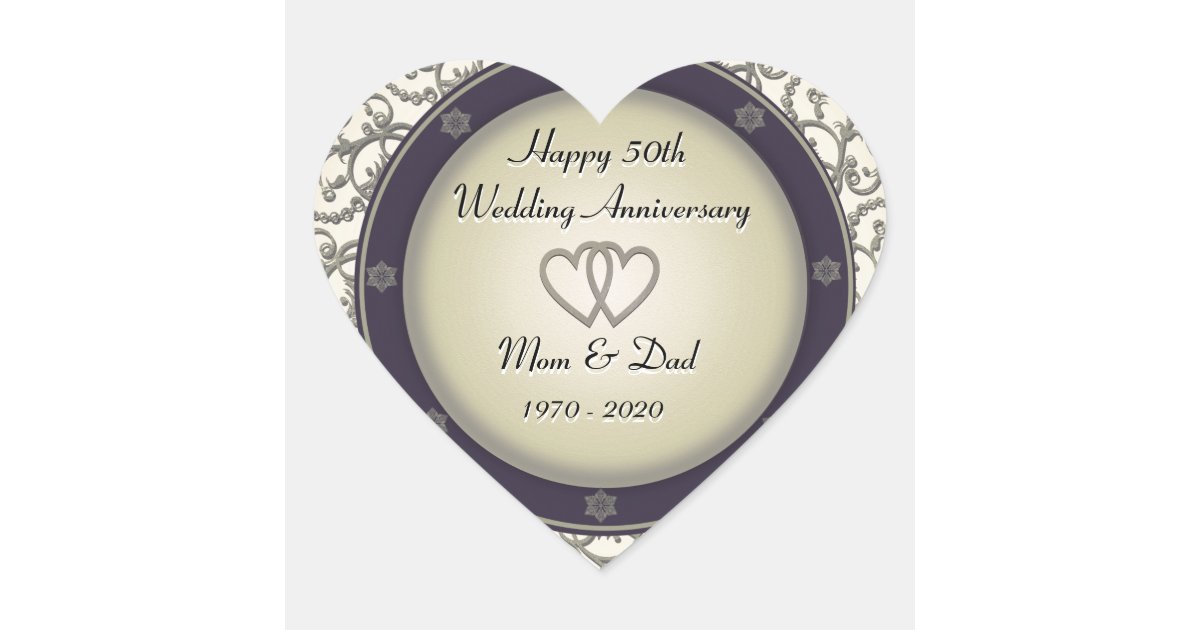 50th Wedding Anniversary Heart Sticker | Zazzle